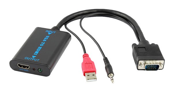 Αντάπτορας POWERTECH CAB-H070 VGA/USB/3.5mm σε HDMI 1080p 0.2m